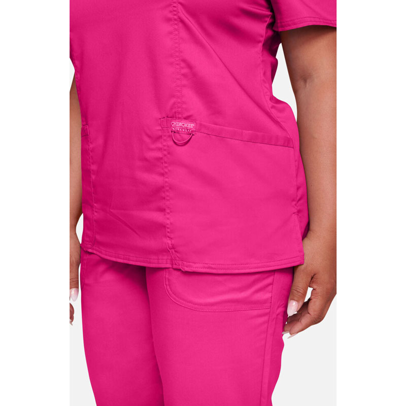 Cherokee WW610 Pink Wrap Scrub Top - MedicalSupplies.co.uk