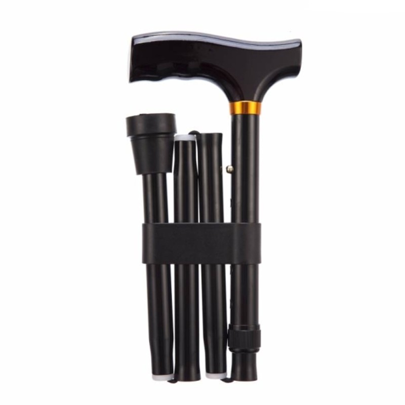 Black Adjustable Folding Stick - MedicalSupplies.co.uk