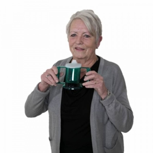 Handy Cup Green Slanted Drinking Cup - MedicalSupplies.co.uk