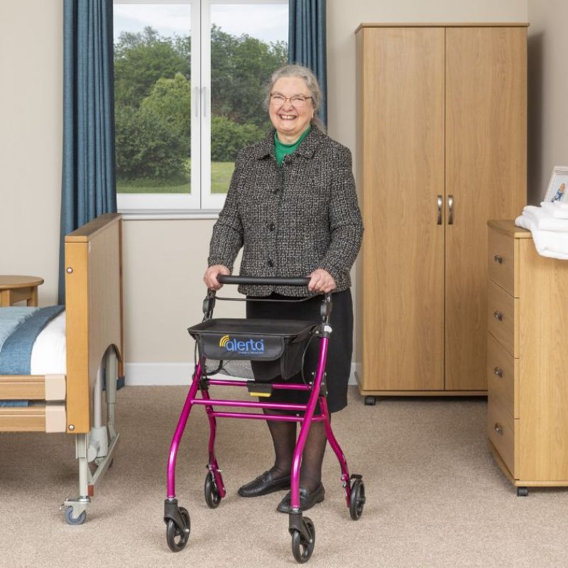 Alerta Four-Wheel Rollator (Red) - MedicalSupplies.co.uk