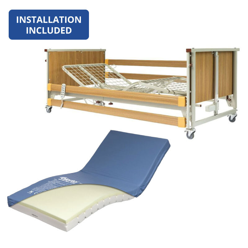 Alerta Oak Profiling Bed & Mattress - MedicalSupplies.co.uk