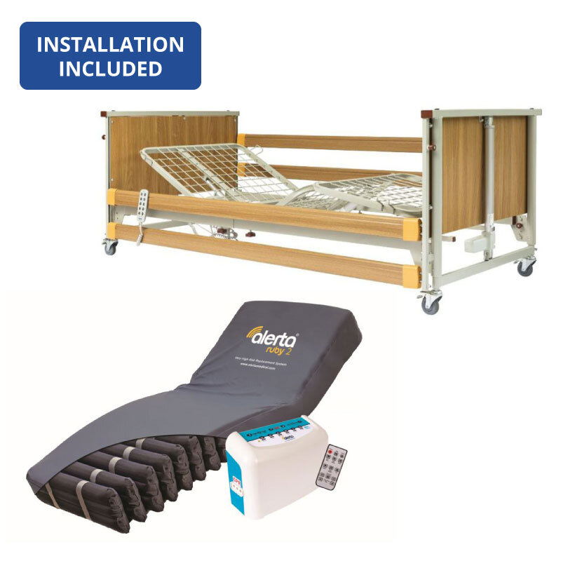 Alerta Oak Profiling Bed & Mattress - MedicalSupplies.co.uk