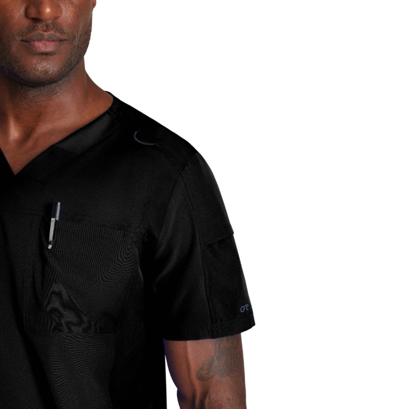 Barco BOT195 Unisex Black Scrub Top - MedicalSupplies.co.uk