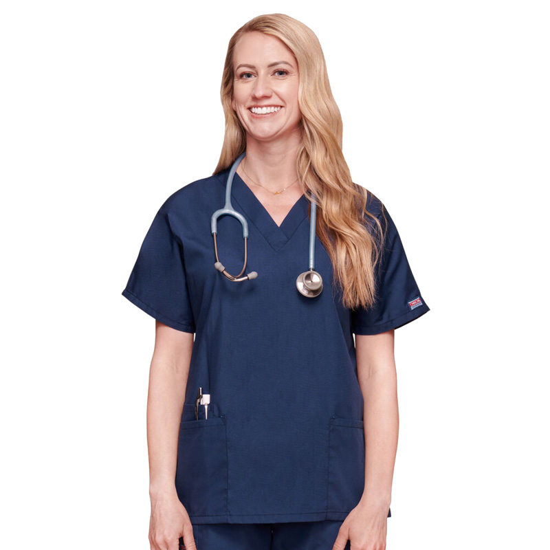 Cherokee 4700 Navy Blue Scrub Top - MedicalSupplies.co.uk