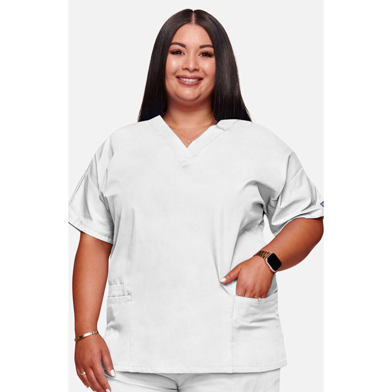 Cherokee 4700 White V-Neck Scrub Top - MedicalSupplies.co.uk