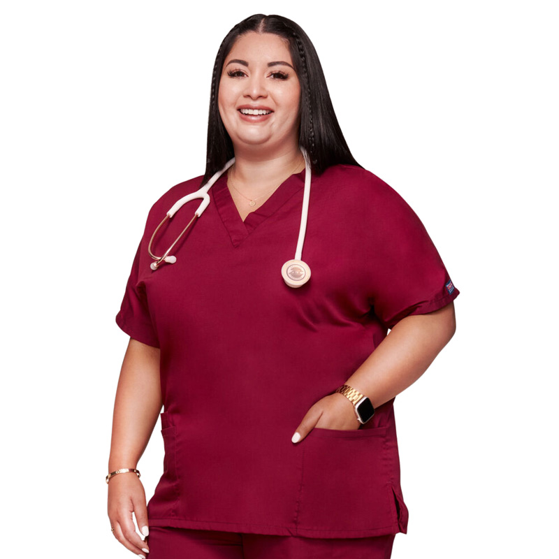 Cherokee 4700 Wine Red Scrub Top - MedicalSupplies.co.uk