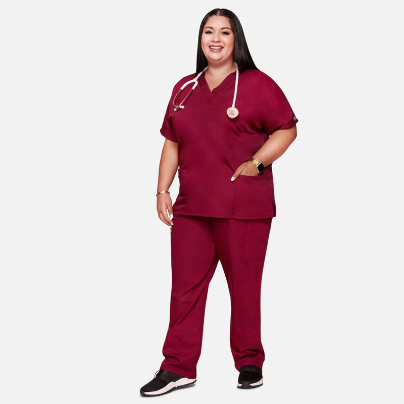 Cherokee 4700 Wine Red Scrub Top - MedicalSupplies.co.uk