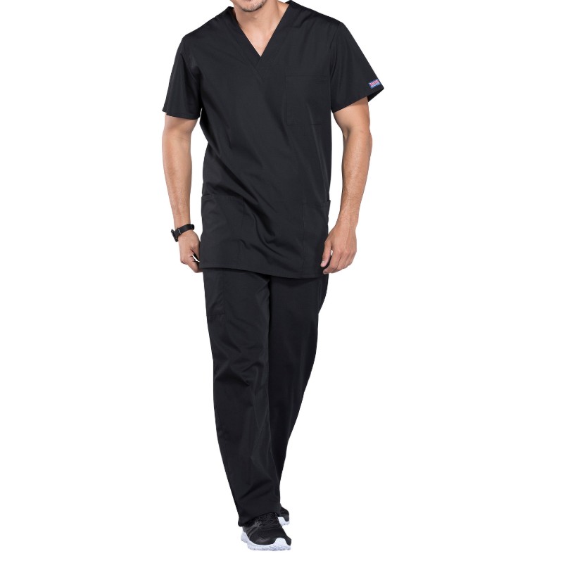 Cherokee 4876 V-Neck Black Scrub Top - MedicalSupplies.co.uk