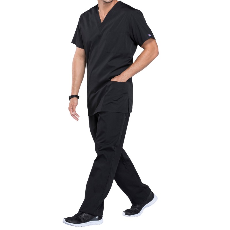 Cherokee 4876 V-Neck Black Scrub Top - MedicalSupplies.co.uk