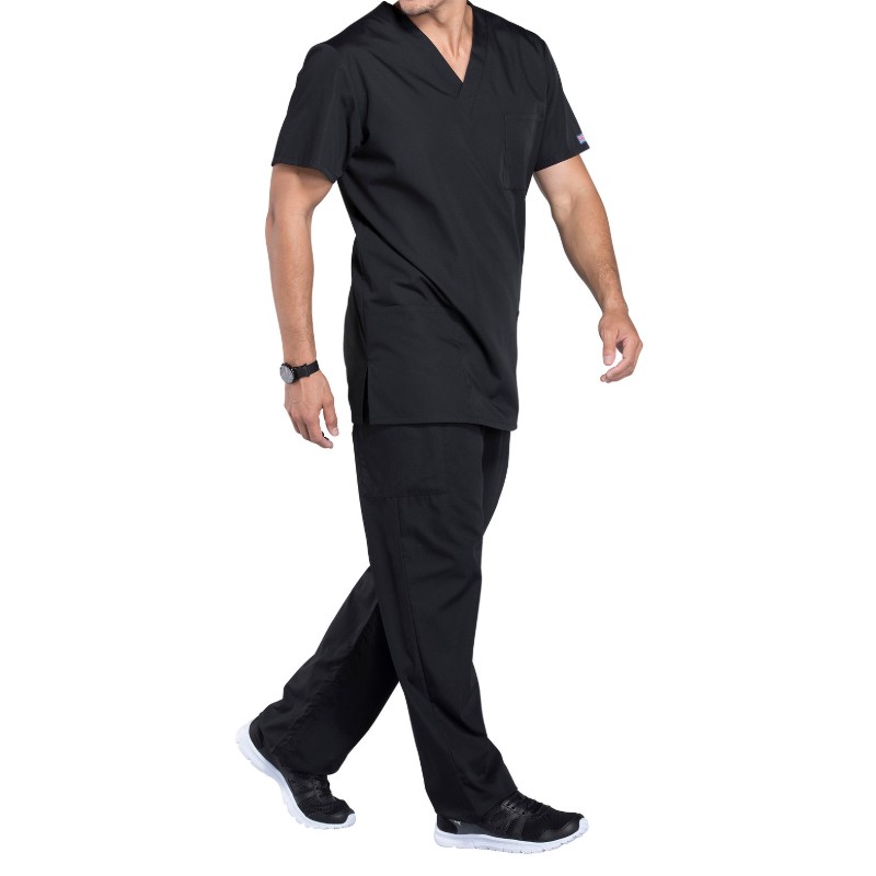 Cherokee 4876 V-Neck Black Scrub Top - MedicalSupplies.co.uk