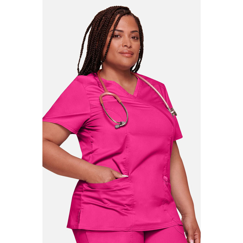 Cherokee WW610 Pink Wrap Scrub Top - MedicalSupplies.co.uk