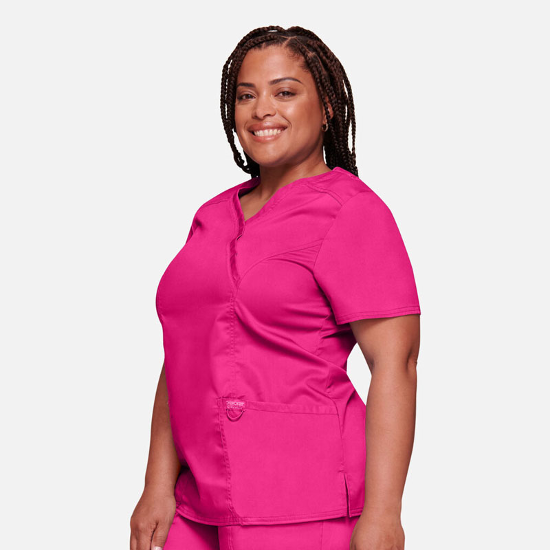 Cherokee WW610 Pink Wrap Scrub Top - MedicalSupplies.co.uk