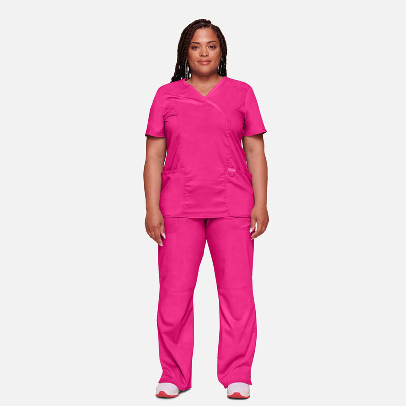 Cherokee WW610 Pink Wrap Scrub Top - MedicalSupplies.co.uk
