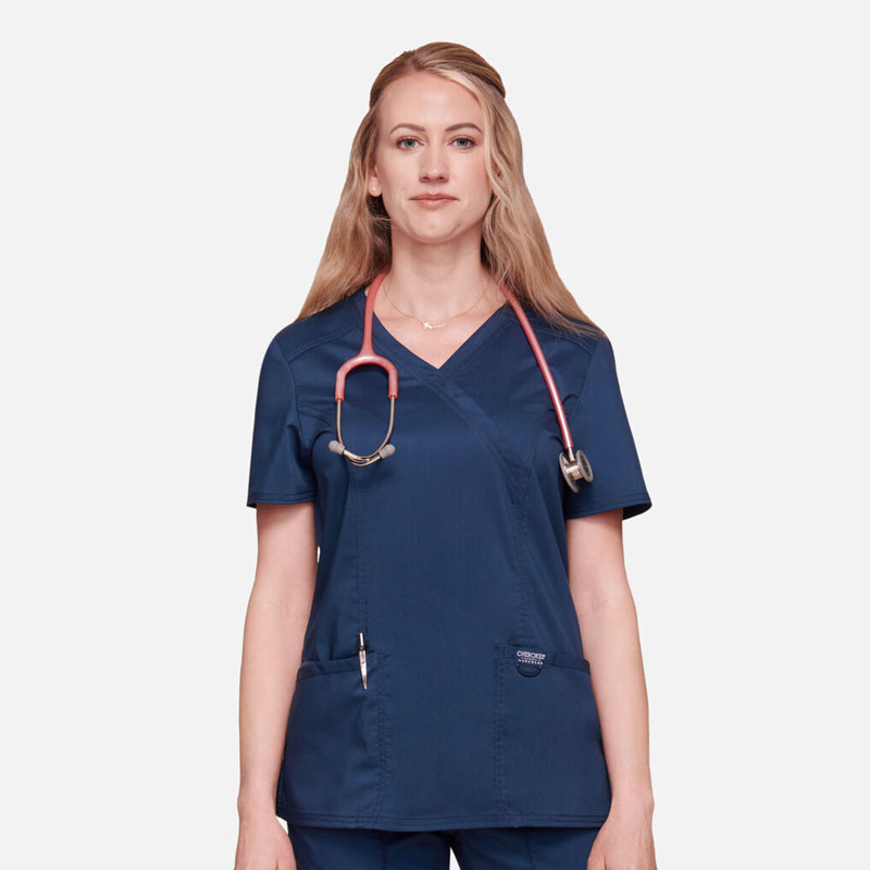 Cherokee WW610 Navy Blue Scrub Top - MedicalSupplies.co.uk