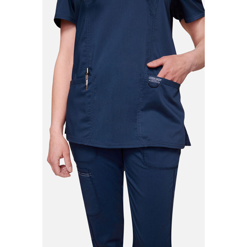 Cherokee WW610 Navy Blue Scrub Top - MedicalSupplies.co.uk