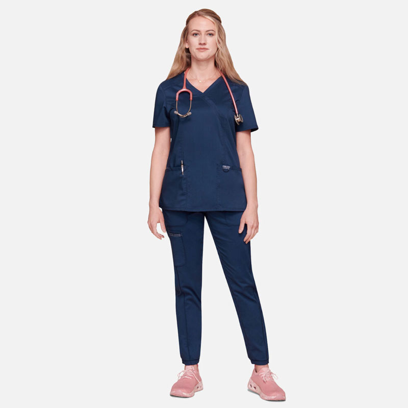 Cherokee WW610 Navy Blue Scrub Top - MedicalSupplies.co.uk
