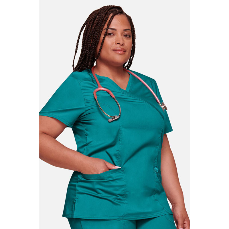Cherokee WW610 Teal Wrap Scrub Top - MedicalSupplies.co.uk