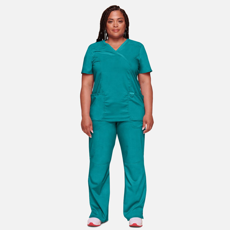Cherokee WW610 Teal Wrap Scrub Top - MedicalSupplies.co.uk
