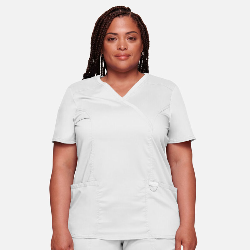 Cherokee WW610 White Wrap Scrub Top - MedicalSupplies.co.uk