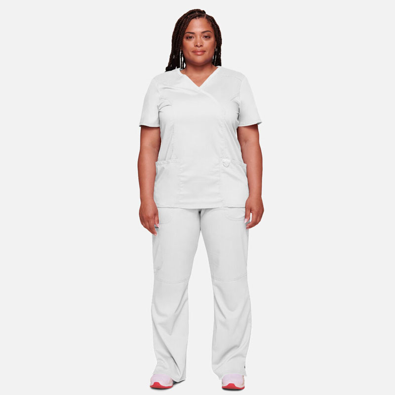 Cherokee WW610 White Wrap Scrub Top - MedicalSupplies.co.uk