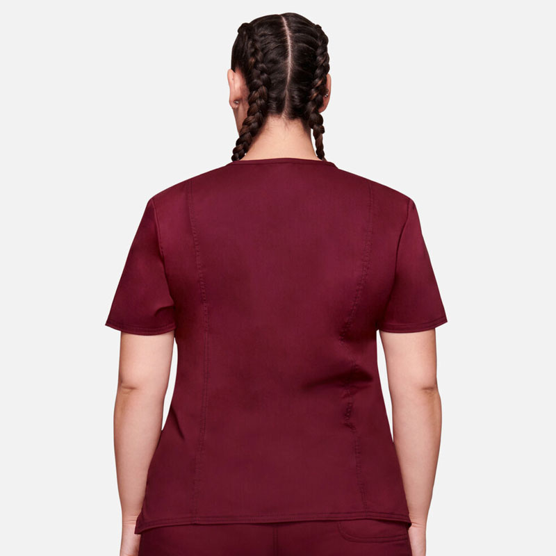 Cherokee WW610 Wine Red Scrub Top - MedicalSupplies.co.uk