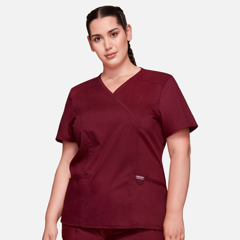 Cherokee WW610 Wine Red Scrub Top - MedicalSupplies.co.uk