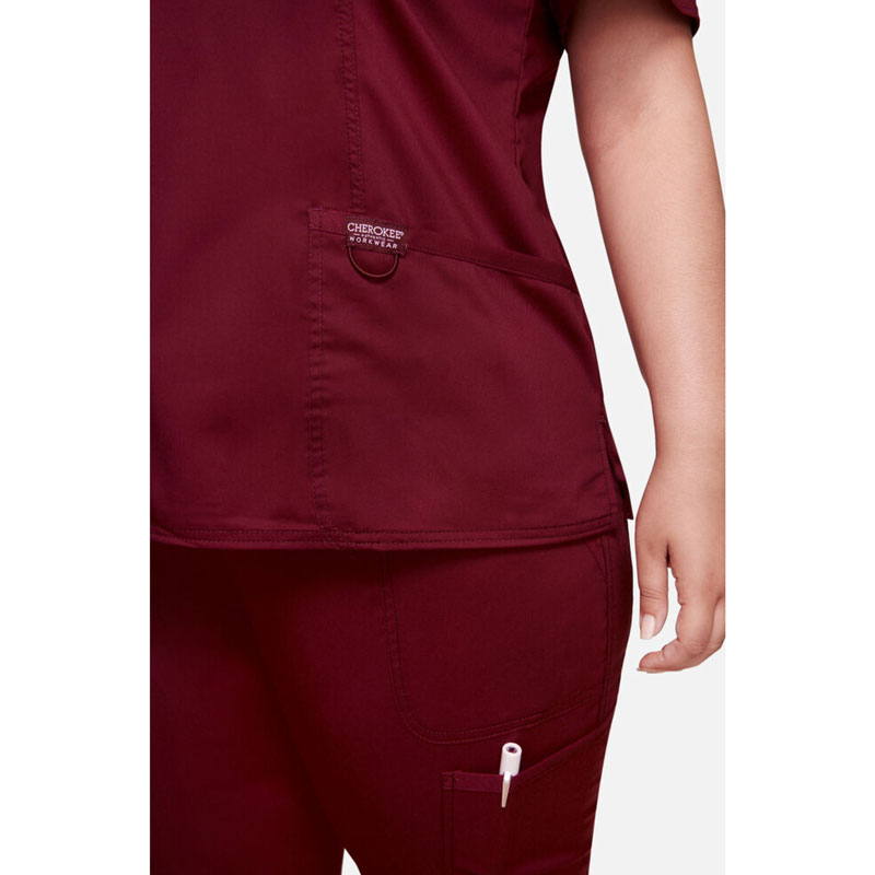 Cherokee WW610 Wine Red Scrub Top - MedicalSupplies.co.uk