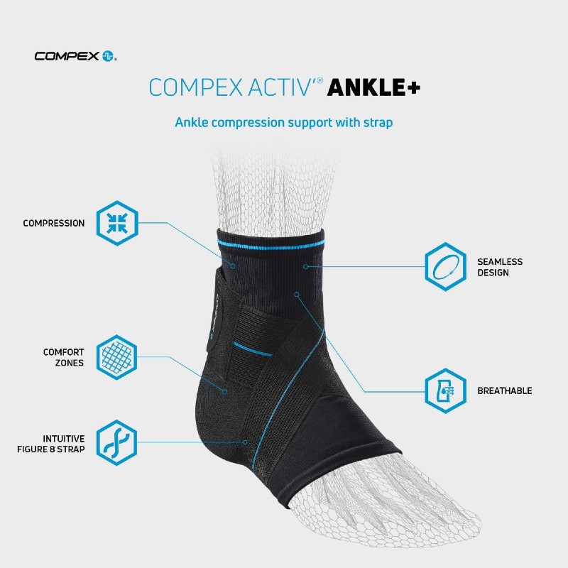 Compex Activ' Ankle+ Compression Support - MedicalSupplies.co.uk
