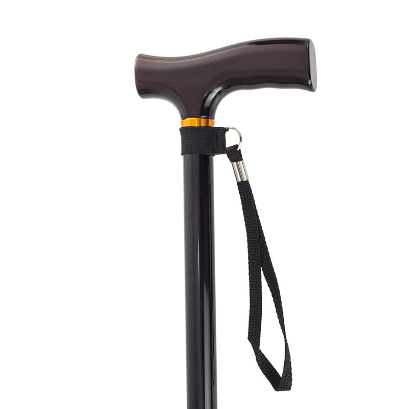 Black T-Handled Walking Cane with Strap - MedicalSupplies.co.uk