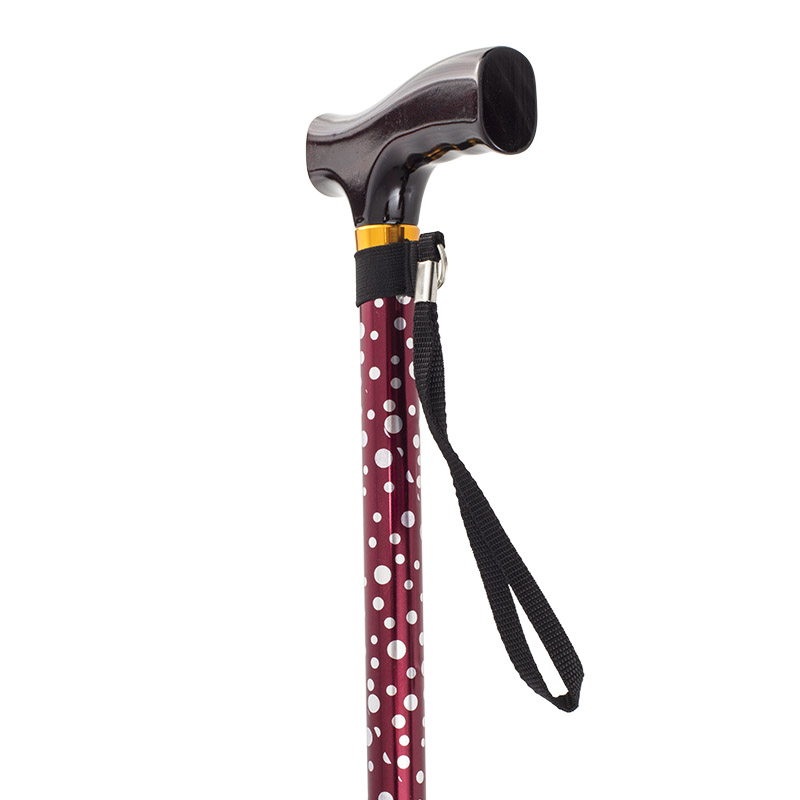 White Dot T-Handled Cane with Strap - MedicalSupplies.co.uk