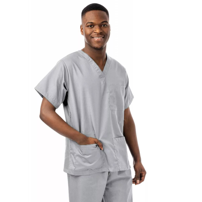 Key Scrubs Grey Unisex Scrub Top - MedicalSupplies.co.uk