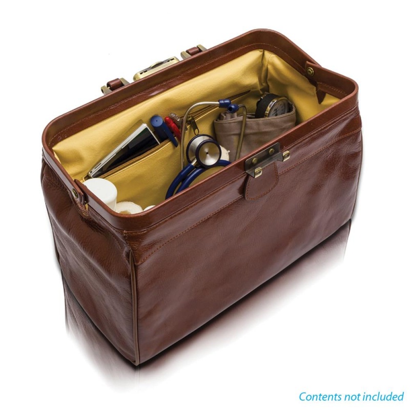 Lockable Compact Elite Leather Doctor's Bag - MedicalSupplies.co.uk