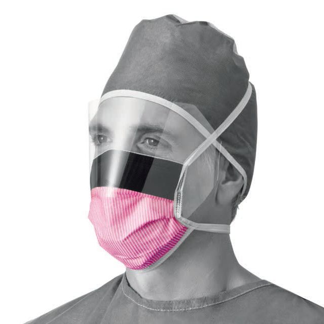 Medline Level 3 Fluid-Resistant Surgical Face Mask with Eyeshield (Box ...