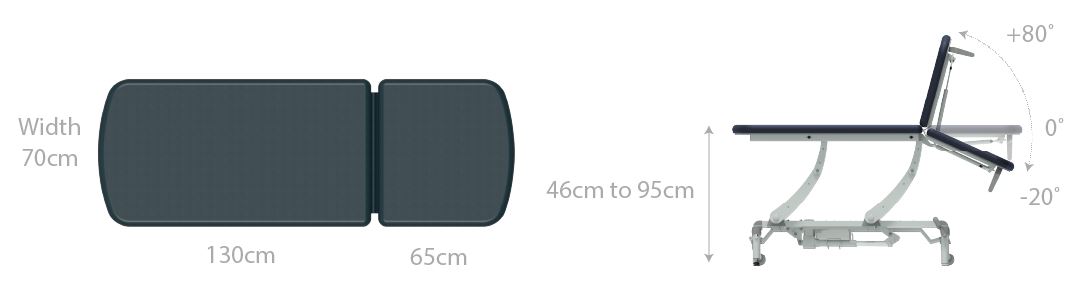Clinnova Clinical Two-Section Electric Couch - MedicalSupplies.co.uk