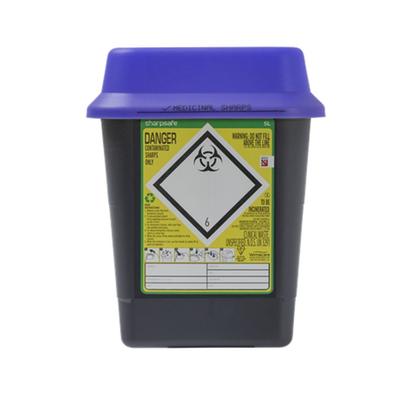 Sharpsafe 5L Blue Sharps Container - MedicalSupplies.co.uk