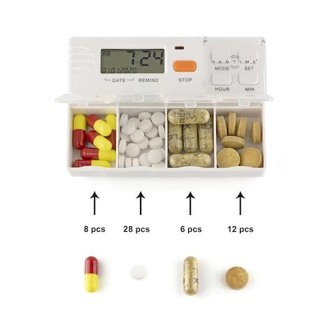 Tabtime 4 Pill Box with Daily Pill Alarm - MedicalSupplies.co.uk