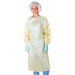 Medline Yellow Polyethylene-Coated Polypropylene Isolation Gown (Pack ...